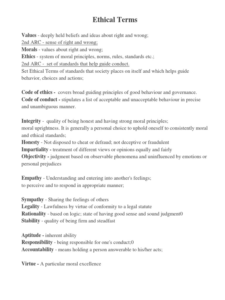 Ethical Terms | PDF | Attitude (Psychology) | Morality