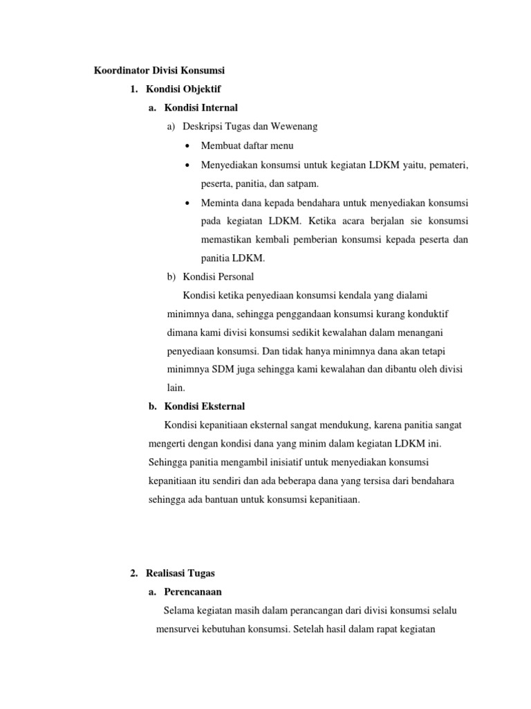 LPJ Divisi Konsumsi | PDF