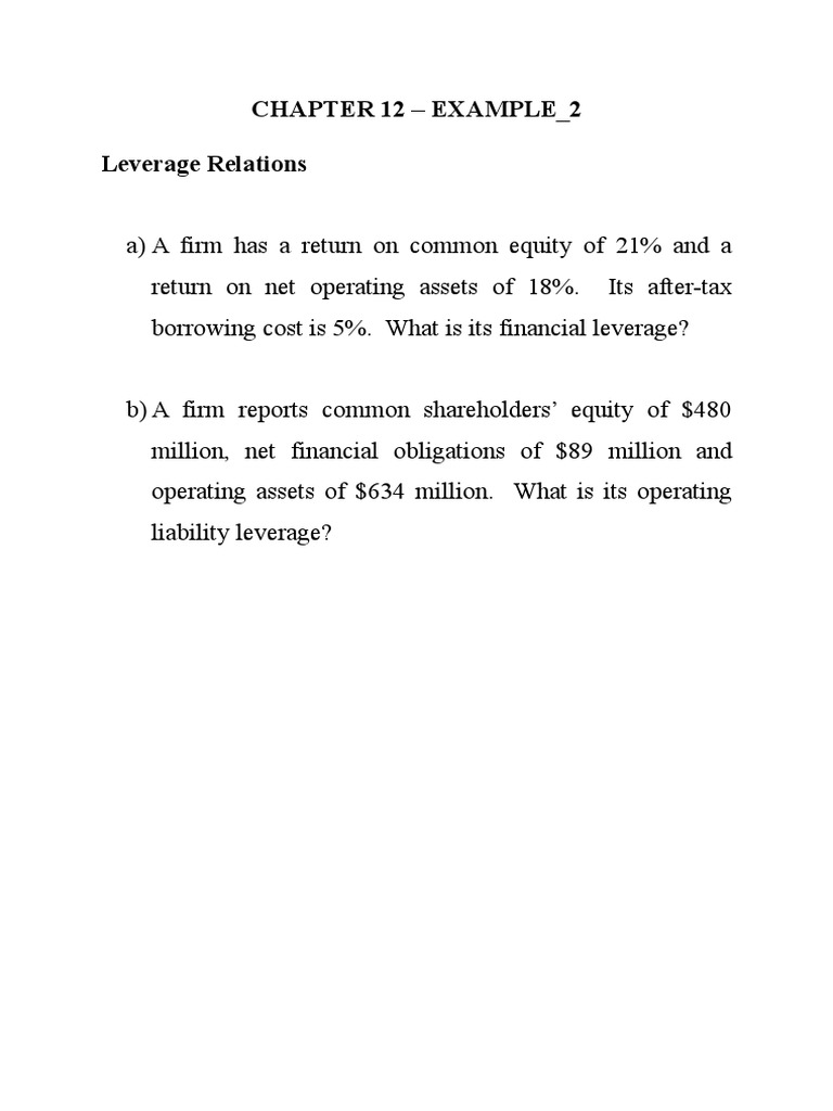 Chapter 12 - Example - 2 Leverage Relations | PDF