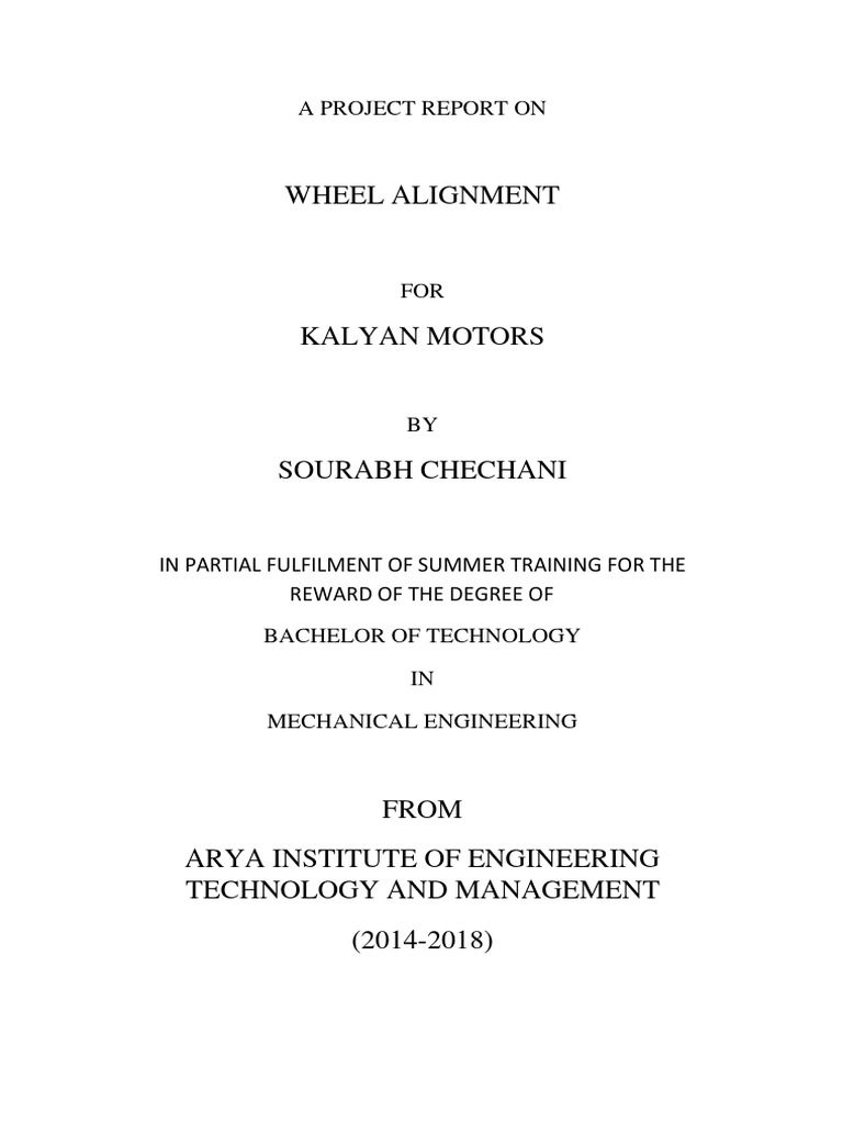 A Project Report On Wheel Alignment SC | PDF | Tire | Steering