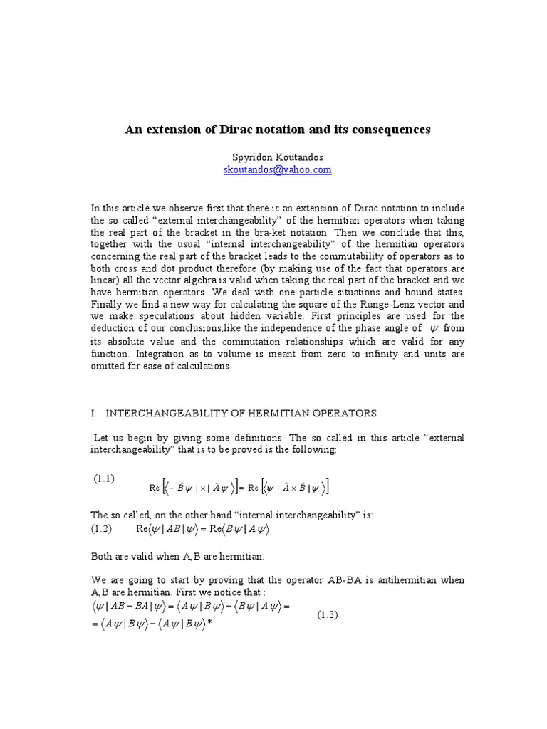 An Extension of Dirac Notation PDF | PDF | Dielectric | Flux