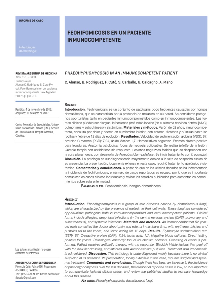FEOHIFOMICOSIS | Descargar gratis PDF | Enfermedades y trastornos | Ciencias de la Salud
