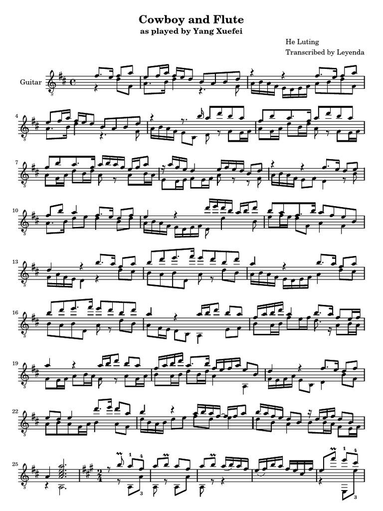 Guitar Sheet Music: Cowboy & Flute | PDF
