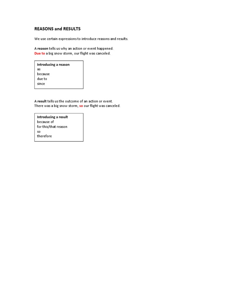 Reasons and Results | PDF