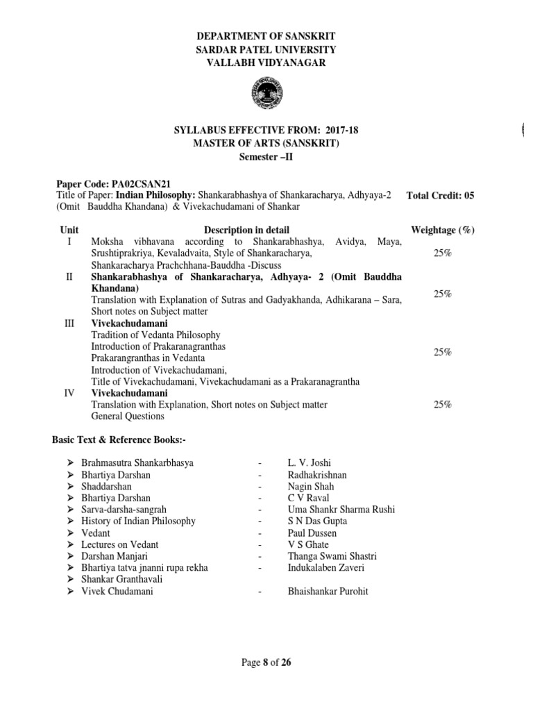 14 MA Sanskrit Syllabus - II | PDF