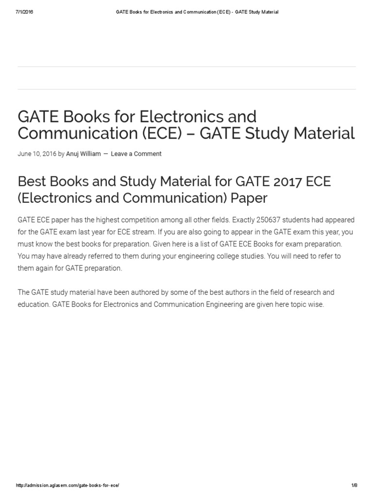 GATE ECE Study Material and Books | PDF | Electronic Engineering ...