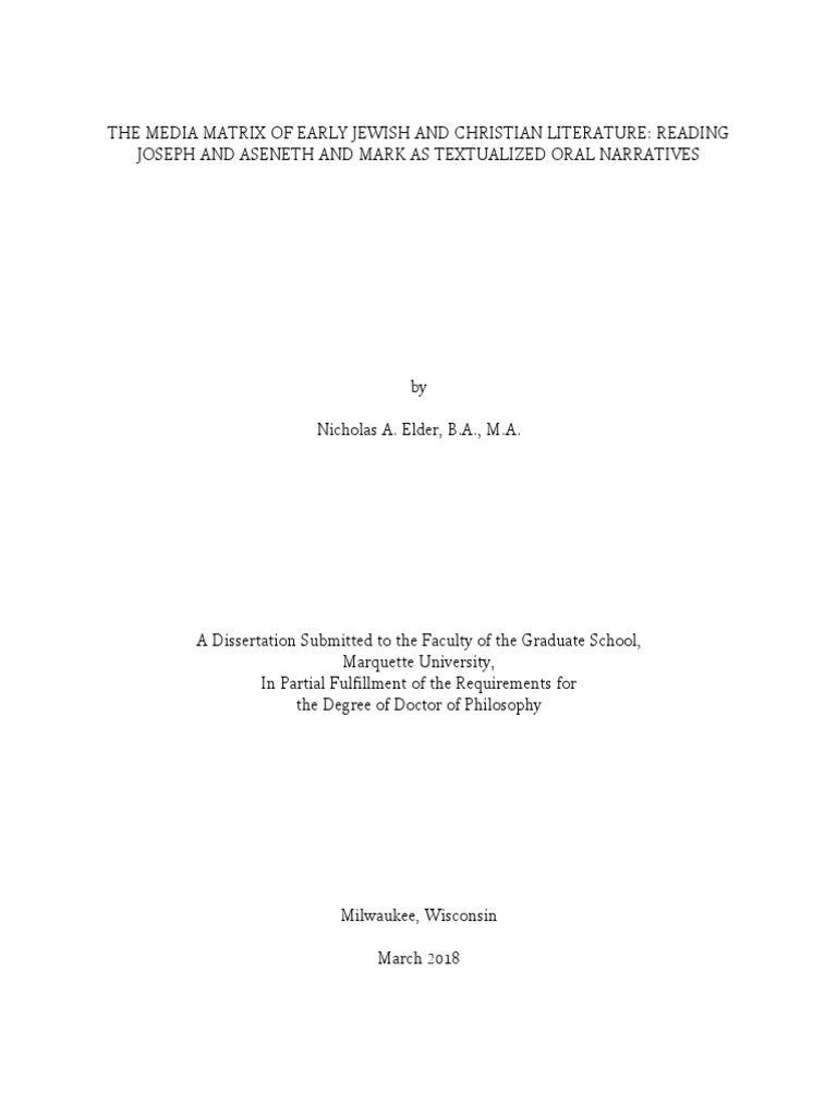 The Media Matrix of Early Jewish and CHR | PDF | Gospel Of Mark | Narrative