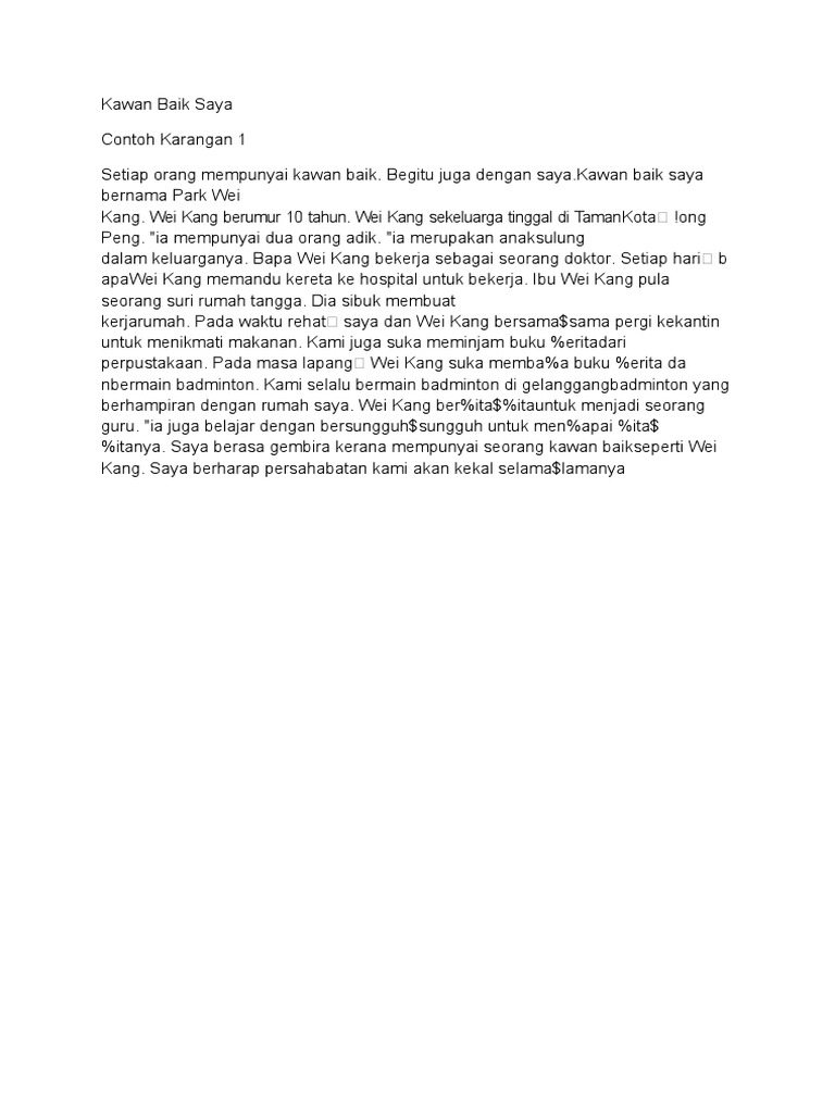 Contoh Karangan Kawan Baik Saya | PDF