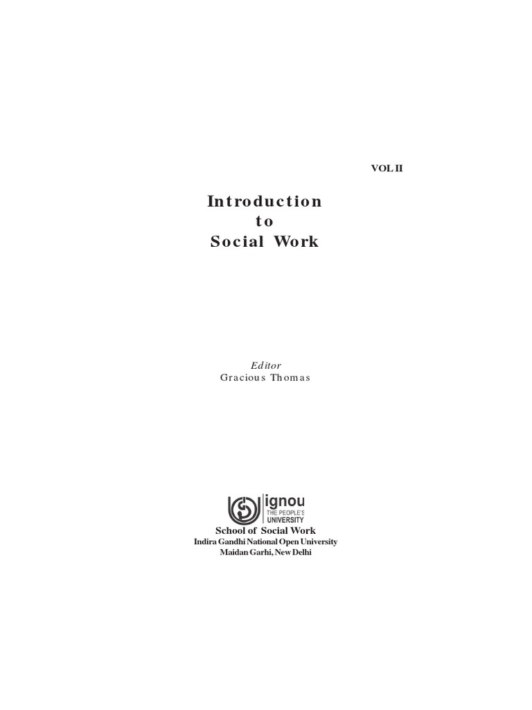 BSWE-001-Volume-II Introduction To Social Work | PDF | Family | Marriage
