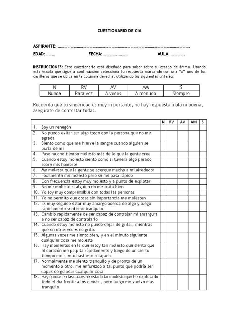 Cuestionario de CIA | PDF | Ocio