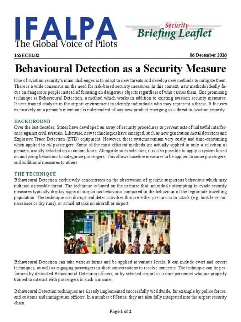 Behavioural Detection As A Security Measure | PDF | Airport Security ...