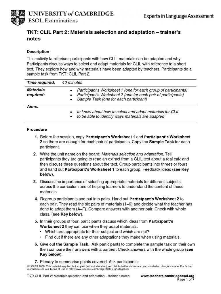 TKT Clil Part 2 Materials PDF | PDF | Vein | Heart