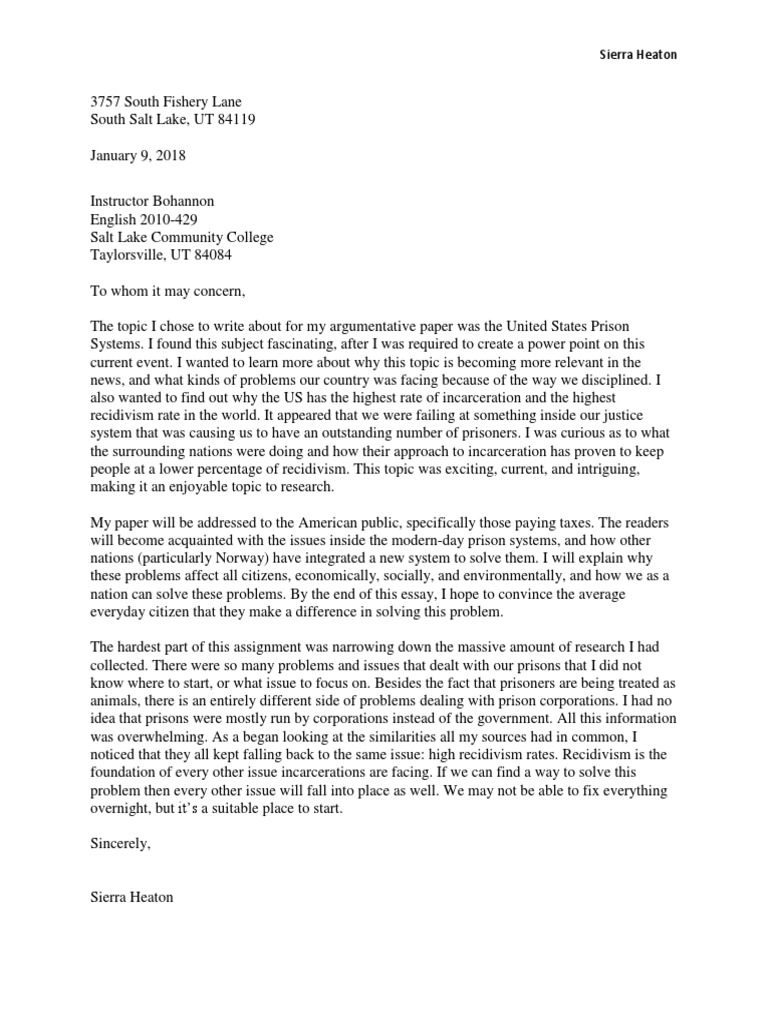 Us Prison System Argumentative Essay Final Draft | PDF | Rehabilitation ...