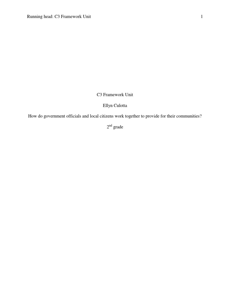 Running Head: C3 Framework Unit 1 | PDF | Educational Assessment | Lesson Plan