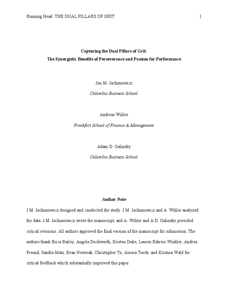 Dual Pillars Grit | PDF | Grit (Personality Trait) | Multilevel Model