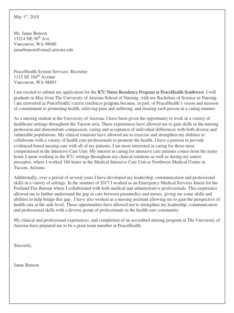 Icu Nurse Residency Program at Peacehealth Southwest | PDF | Intensive ...