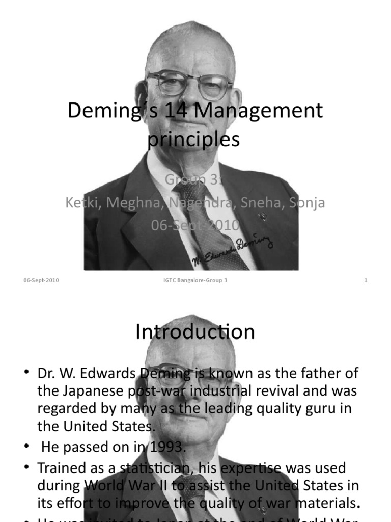 Deming S 14 Management Principles | PDF | Business Process | Economies