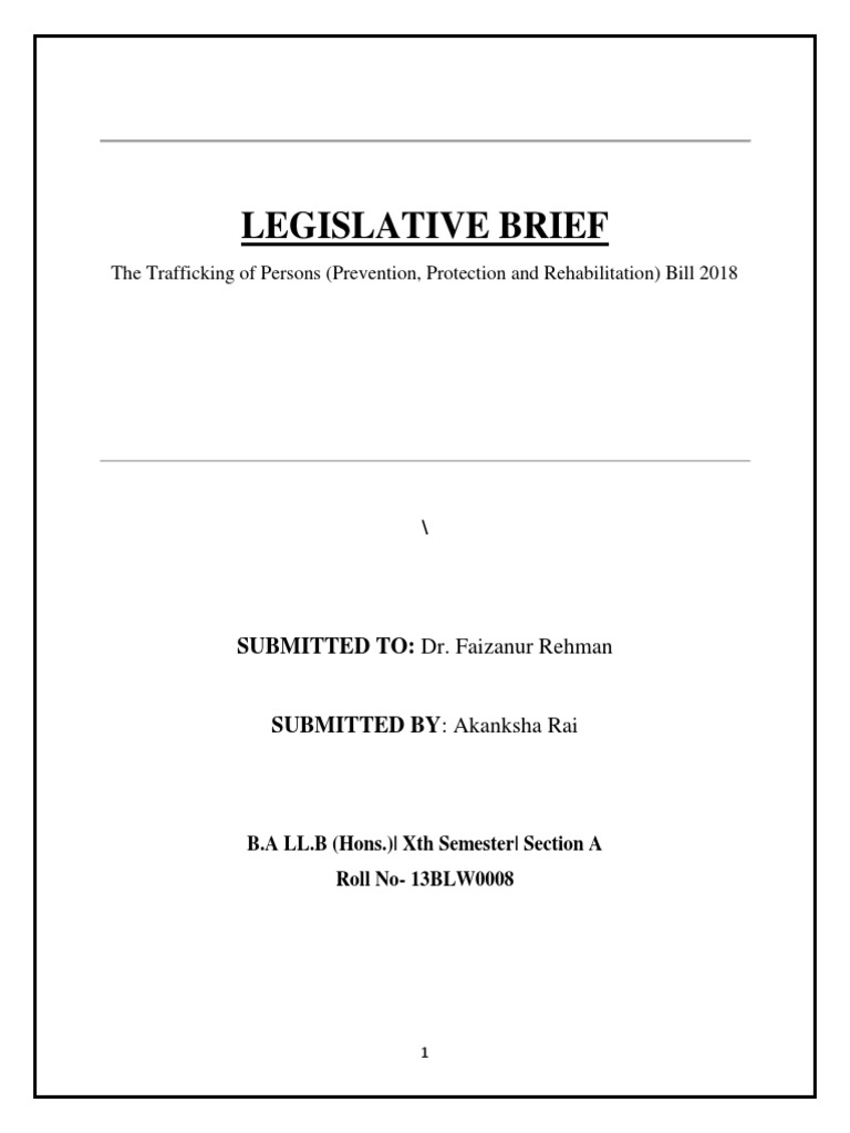 Legislative Brief: The Trafficking of Persons (Prevention, Protection ...