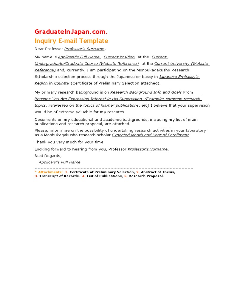 Inquiry EMail Template | PDF