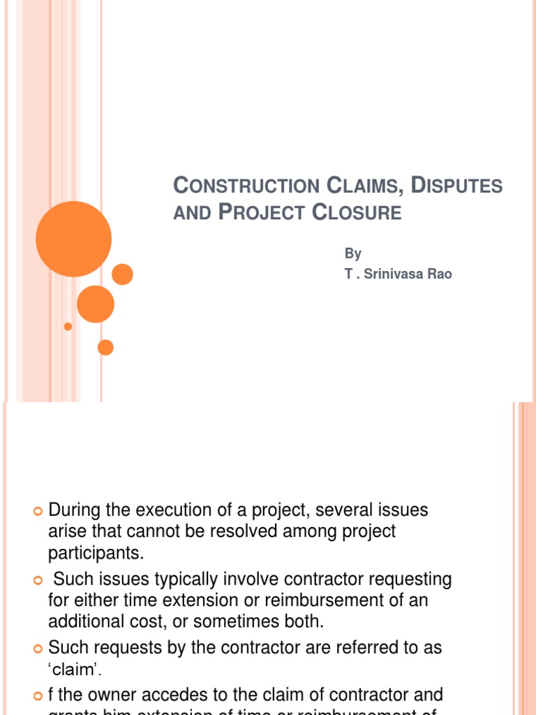 Construction Claims Disputes and Project Closure | PDF | Mediation ...