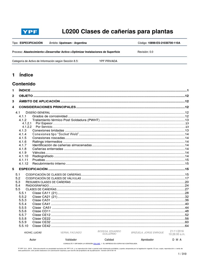 Piping Class Plantas Ultima Revision | PDF | Energía y recursos