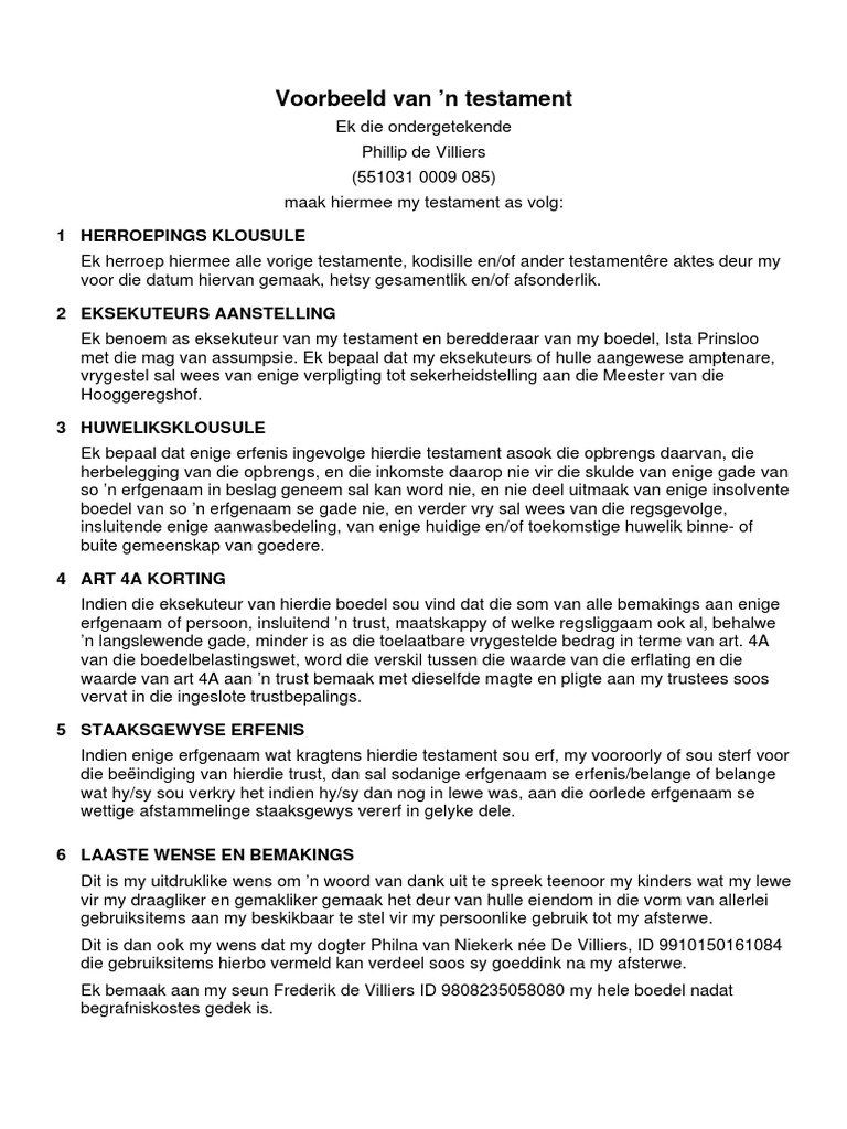 Viva Afr Gr9 AKT 73 Voorbeeld Van Testament | PDF