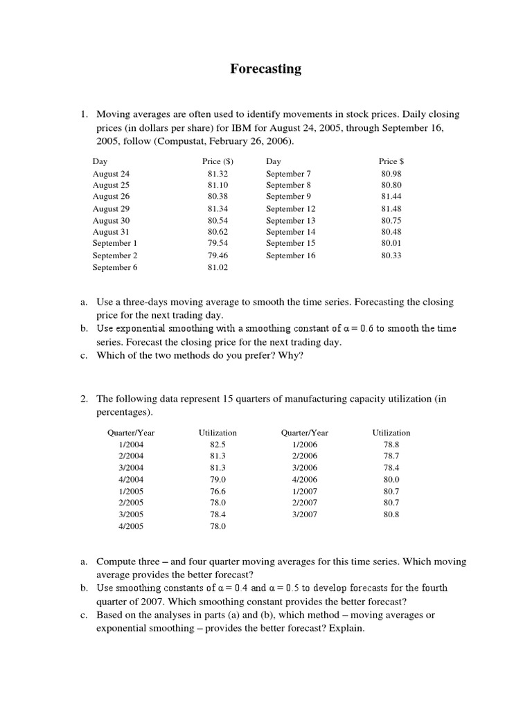 2 - Sample Problem Set - Forecasting | PDF | Moving Average | Forecasting
