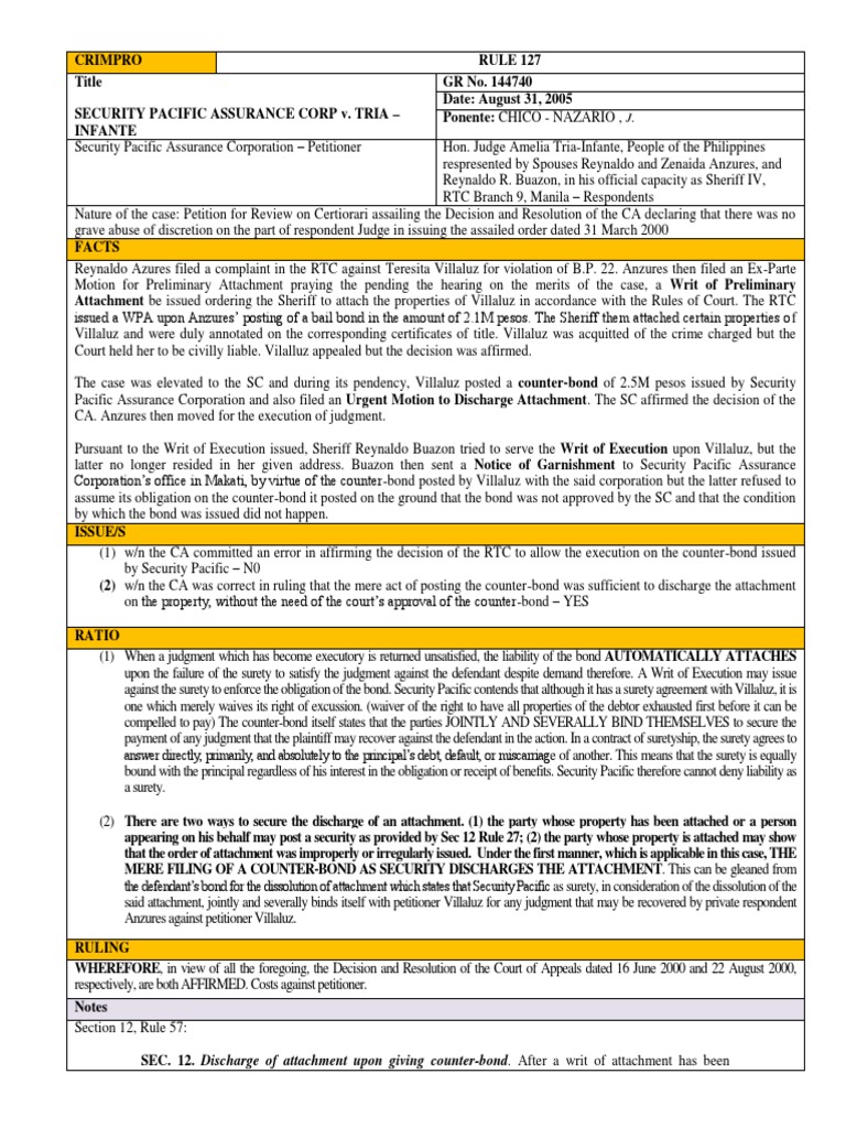 SC upholds execution on counter-bond | PDF | Surety | Judgment (Law)