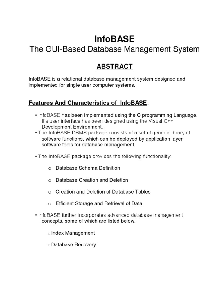 InfoBASE: GUI Database Management System | PDF