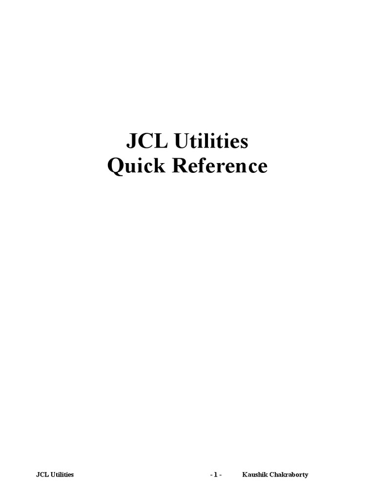 Jcl Utilities Quick Reference Pdf Computer Programming Software