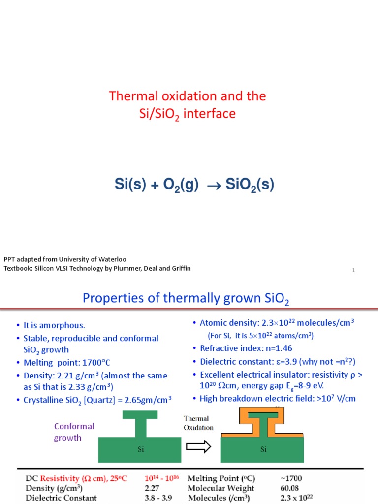 Lec 3 Thermal Oxidation | PDF | Silicon Dioxide | Silicon