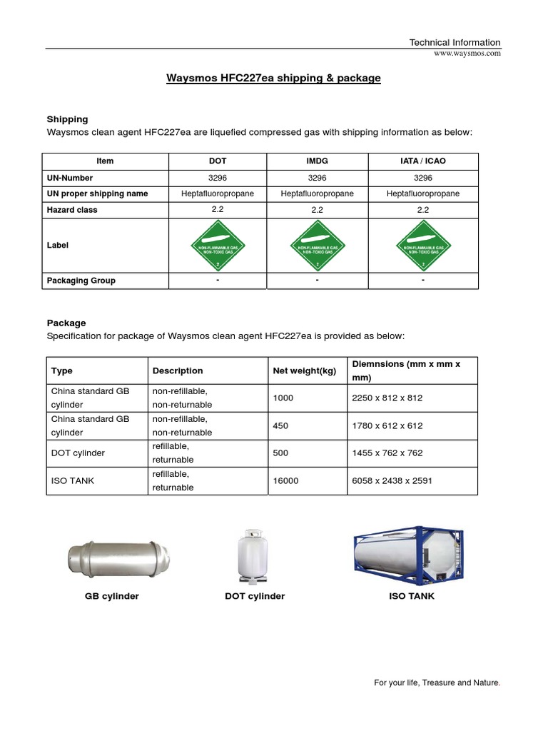 HFC227ea Shipping and Package | PDF