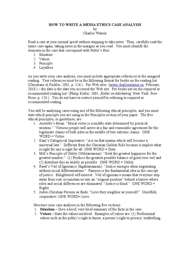 Media Ethics Case Analysis Guide | PDF | Virtue | Value (Ethics)
