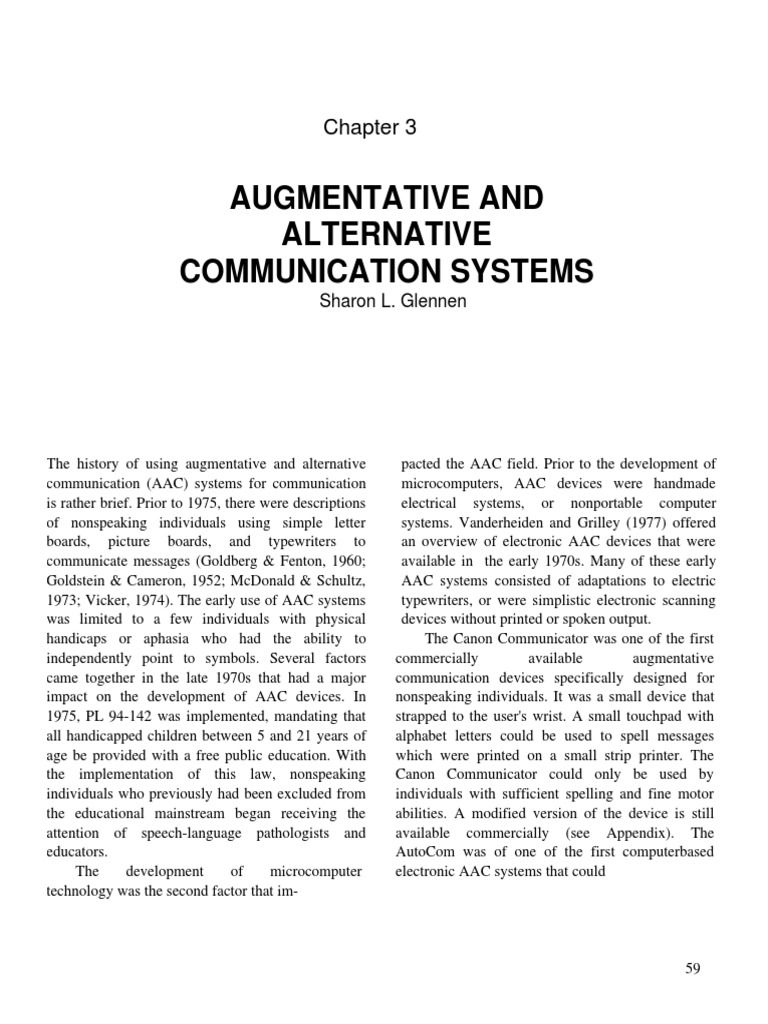 Augmentative and Alternative Communication Systems-Sharon L Glennen | PDF | Computer Keyboard ...