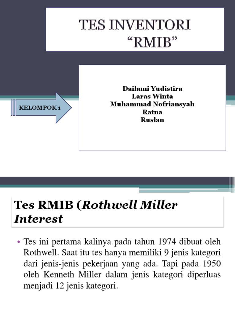 Tes Rmib (Kelompok 1) | PDF