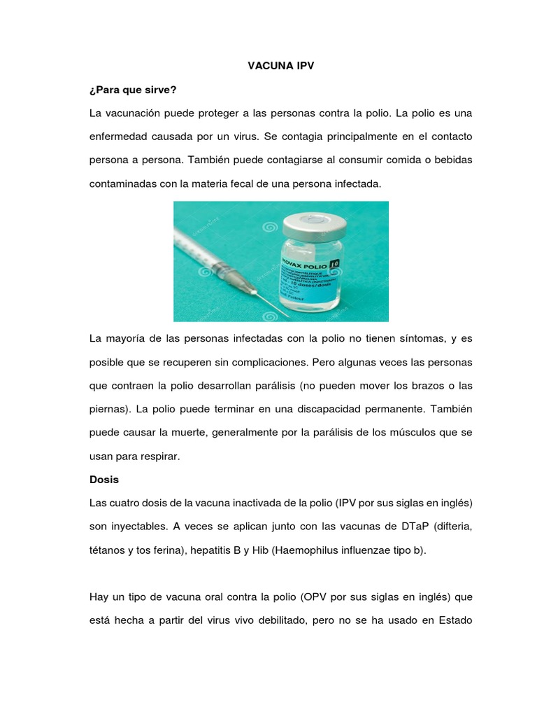 Vacuna Ipv | PDF | Poliomielitis | Vacunas
