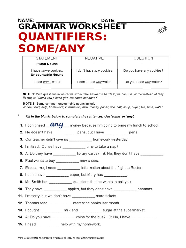 Atg Worksheet Someany | PDF | Noun | Syntactic Relationships