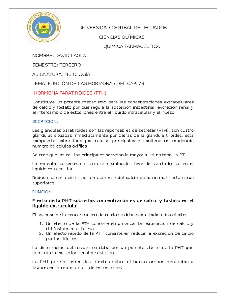 Hormonas Cap 79 Guyton PDF | PDF | Calcio | Hueso