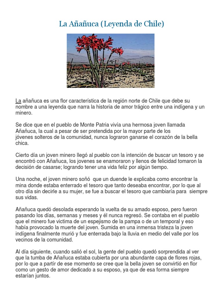 La leyenda de Añañuca y la flor que lleva su nombre | PDF