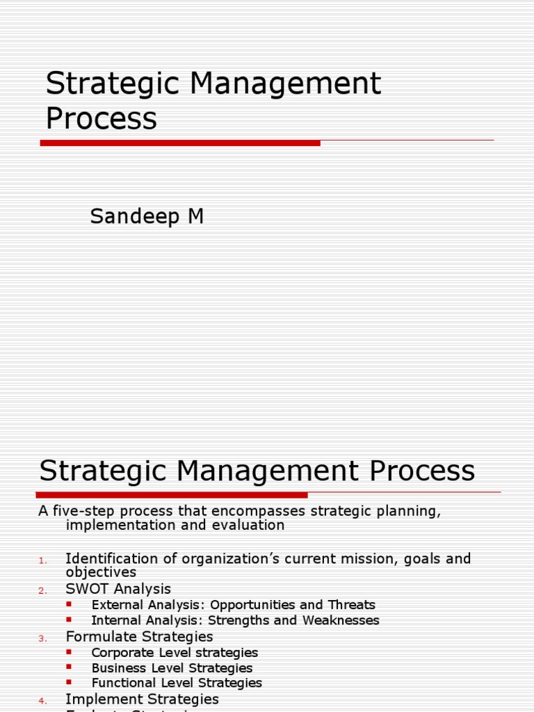 Strategic Management Process: Sandeep M | PDF | Strategic Management ...