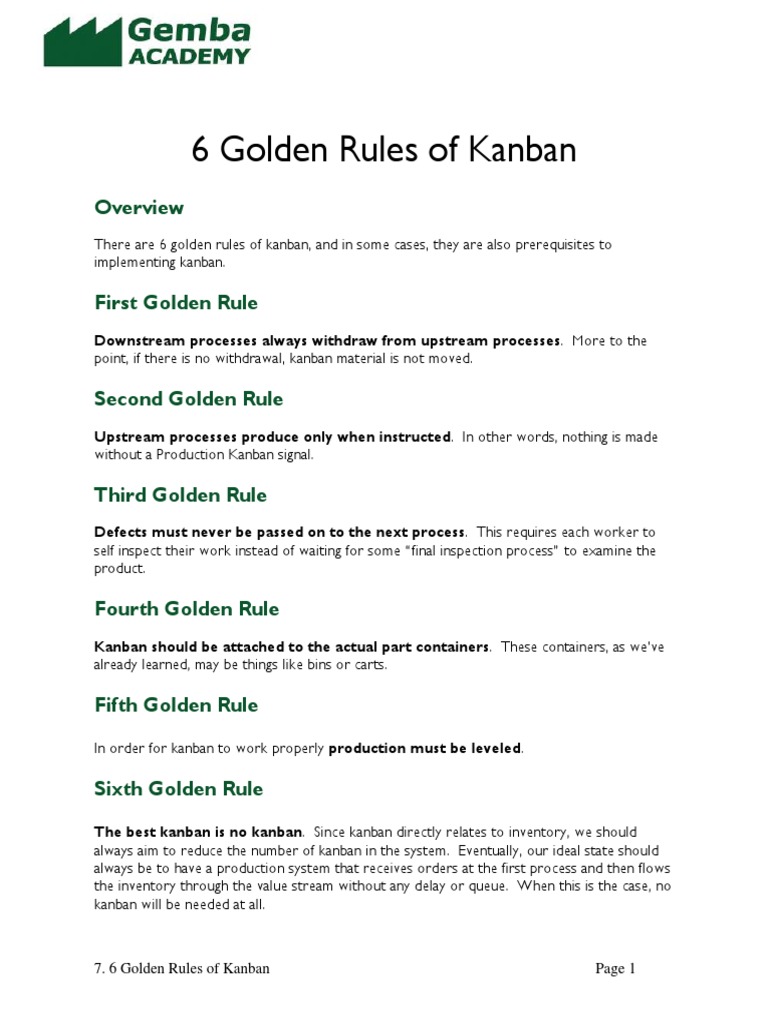 7a 6 Golden Rules of Kanban | PDF
