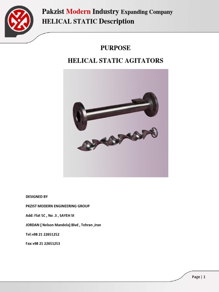 Helical Static Mixer Data Sheet | PDF