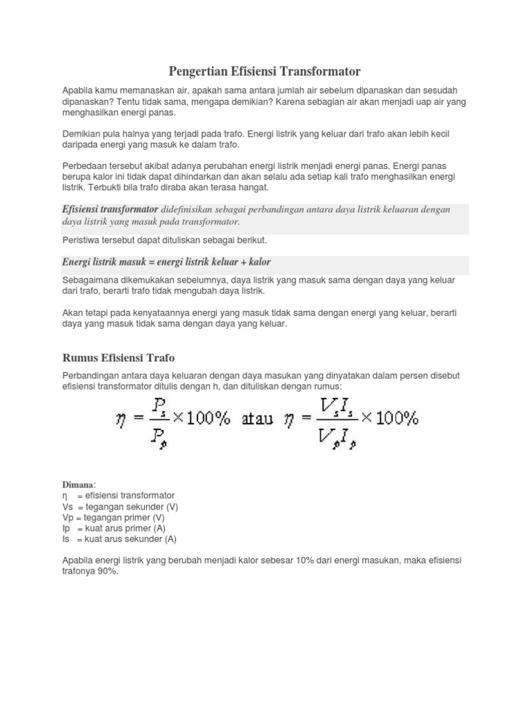 Efisiensi Transformator | PDF | Sains & Matematika