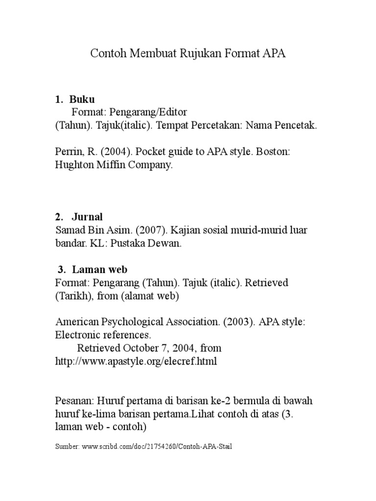 Contoh Membuat Rujukan Format APA | PDF