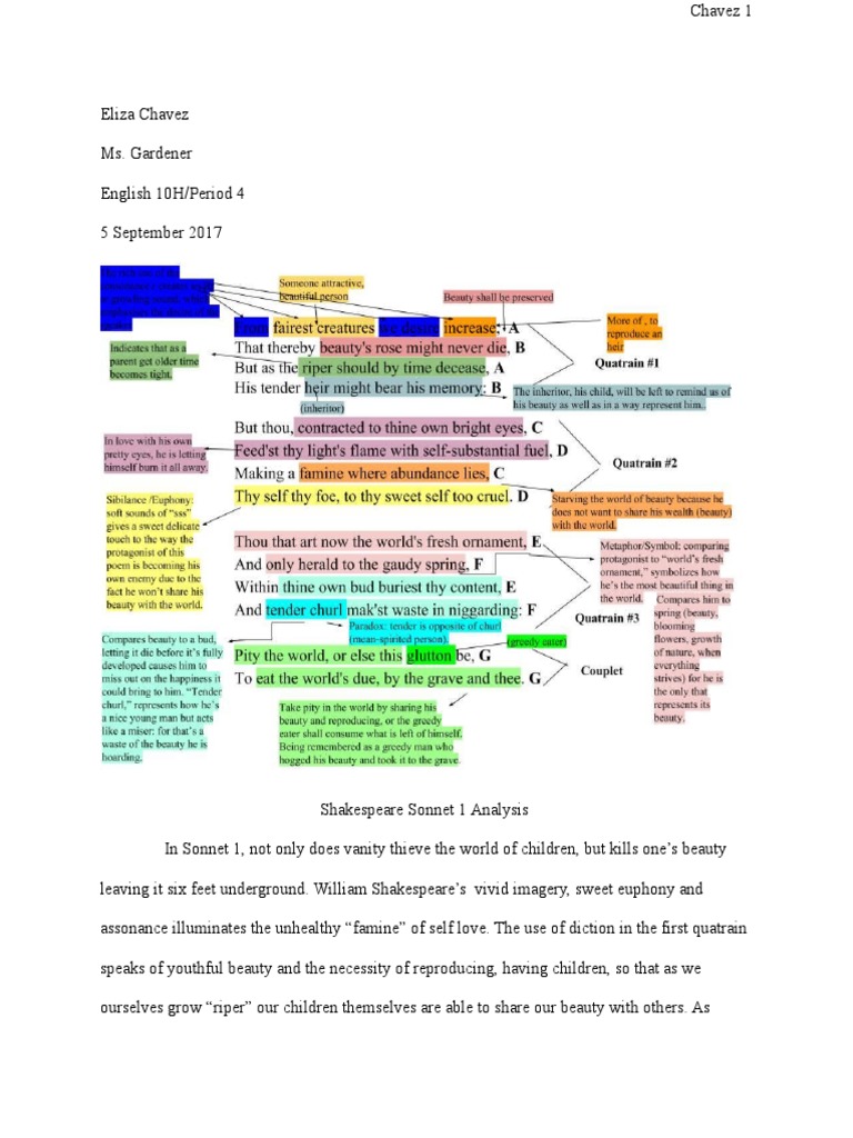 Analysis of Shakespeare's Sonnet 1 | PDF | Sonnets | Literary Criticism