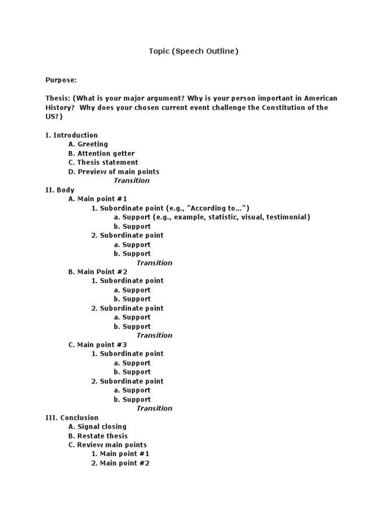 Topic (Speech Outline) : Transition | PDF | Computers