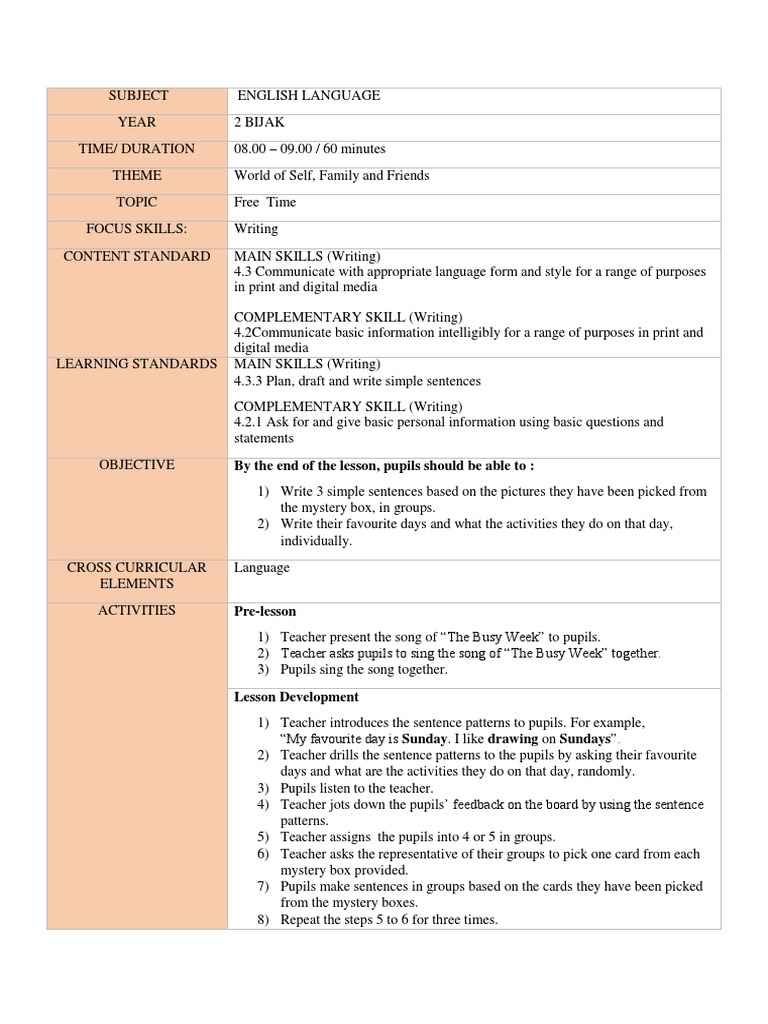 By The End of The Lesson, Pupils Should Be Able To | PDF | Behavior ...