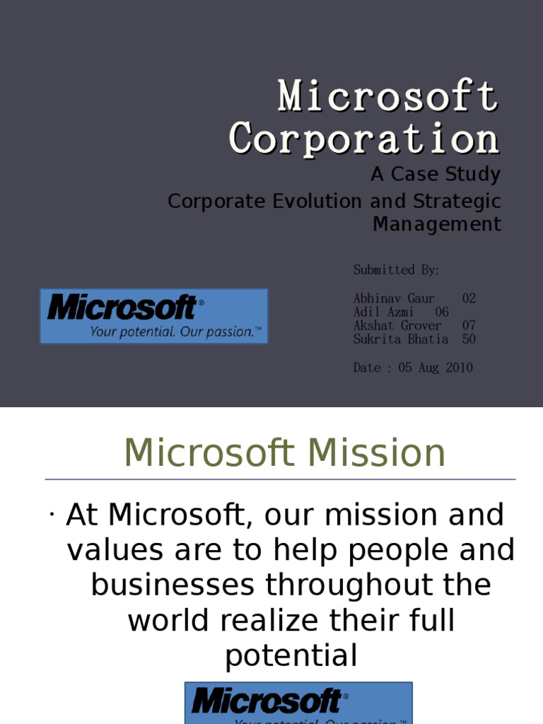 Microsoft Corporation Mission Overview | PDF | Technology & Engineering