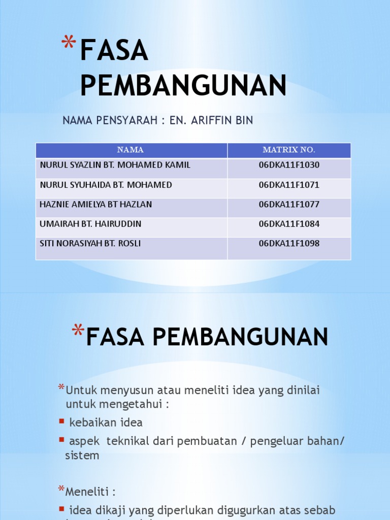 Fasa Pembangunan | PDF