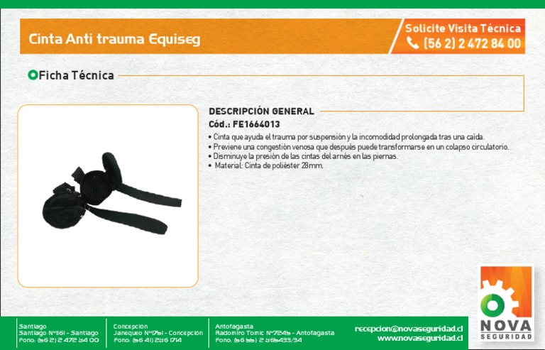 Ficha Técnica Cinta Anti Trauma Equiseg PDF | PDF